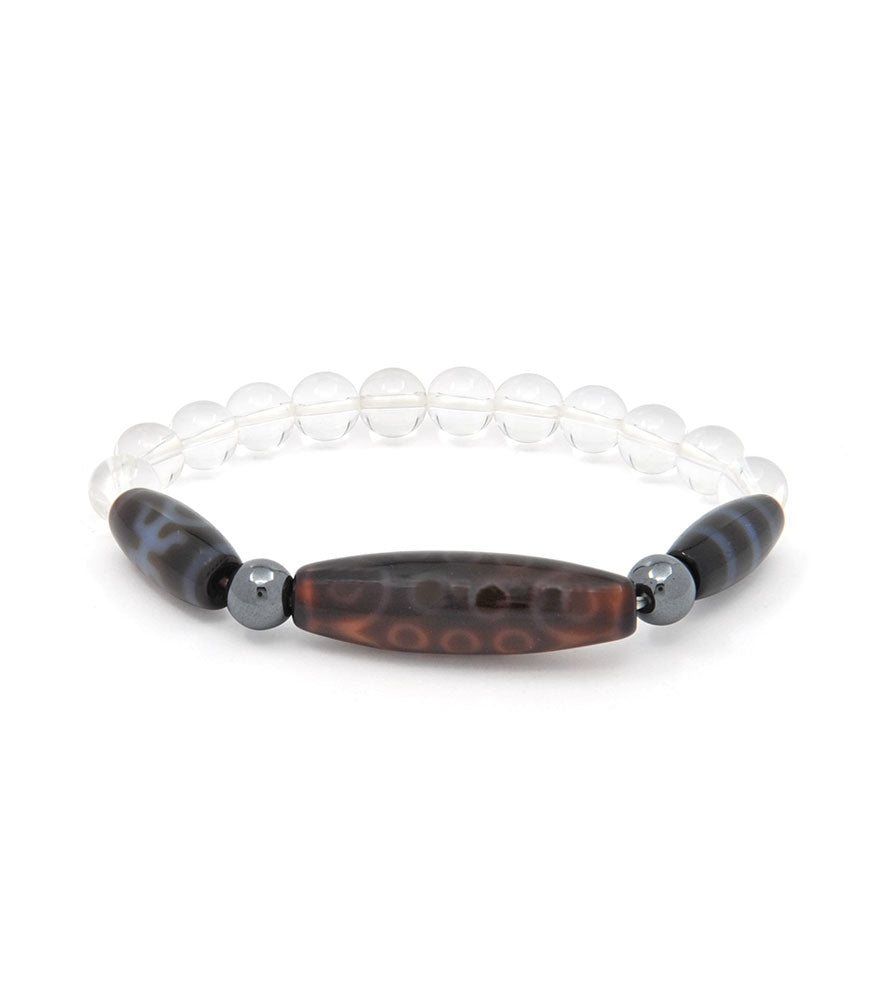 Gui Ren, 3 Line & 21 Eye Dzi with Crystal Beads for Mentor Luck ...